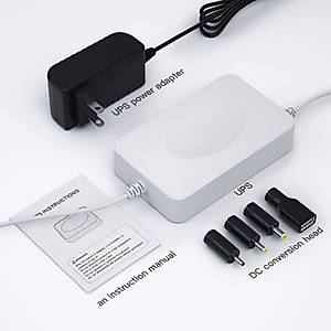 Mini UPS Battery Backup with 4 DC Output Interface, DC 12V/2A 9000mAh Home Router UPS, Rechargeable Battery Backup for LED Light Strip, CCTV Camera, Router, UPS Battery Backup & Surge Protaector