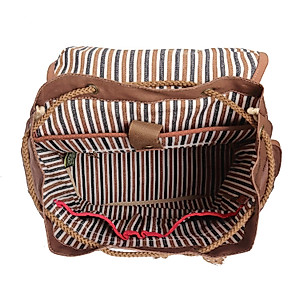 TSD Brand Dolphin Studded Canvas Backpack (Dark Brown)