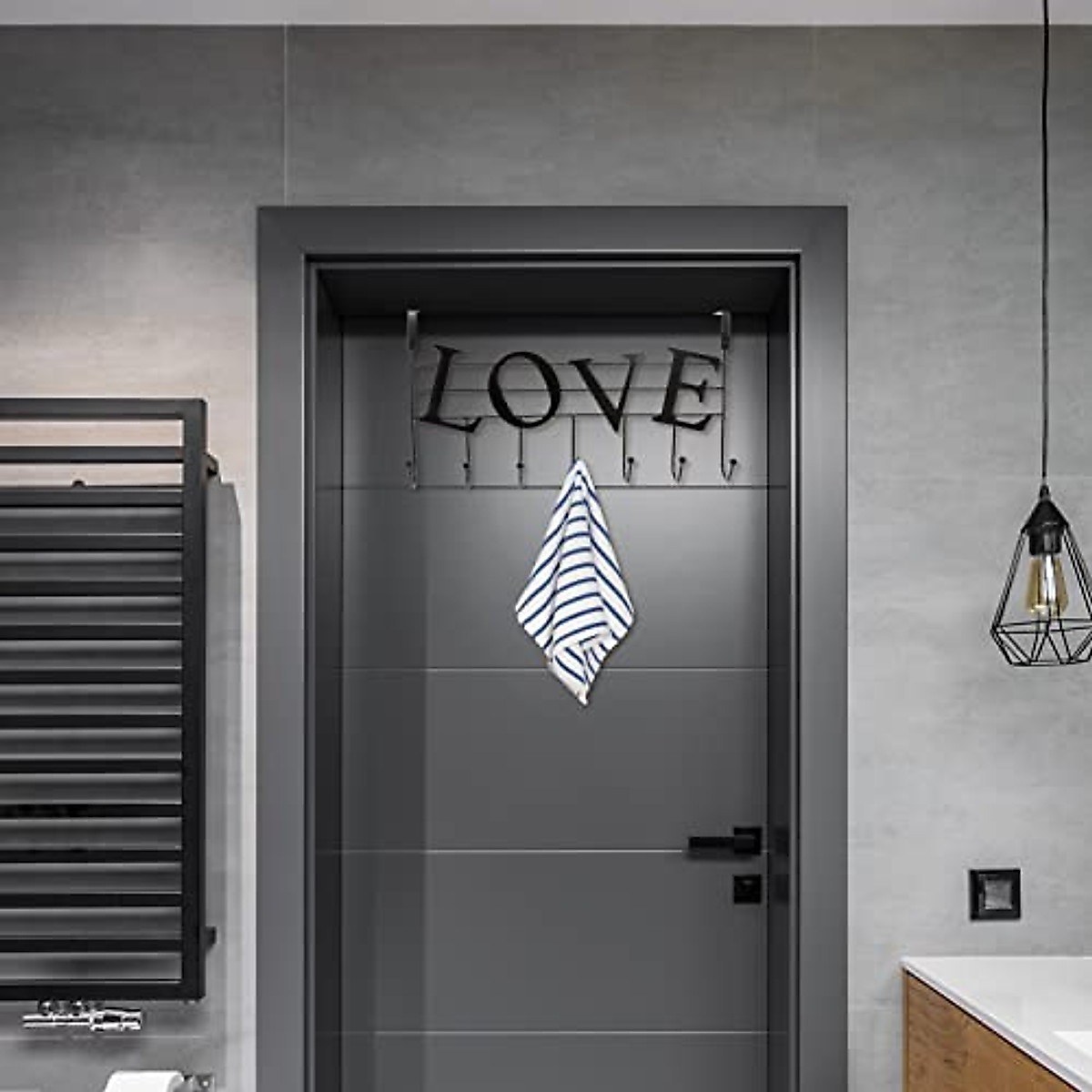 Healifty 1pc Storage Over Hook Hats Livingroom Mudroom Door Rails Towel Hanger Jackets Punching- free Decor Iron Hanging Home Metal Shop Clothes Wall Art Gadget Love Duty Hangers The