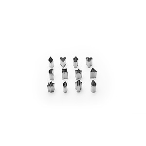 Fox Run Mini Shapes Fondant Cutter Set, Small Star, Diamond, Heart, Clover, Spade, Moon, Oval, 12-Piece, Stainless Steel