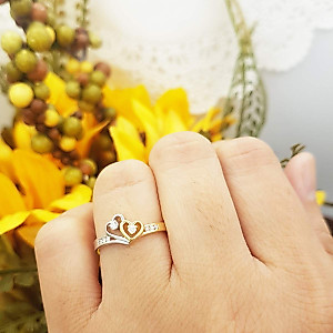 Dazzlingrock Collection 0.10 Carat (ctw) 10K White & Round Diamond Promise Two Tone Ring 1/10 CT, Yellow Gold, Size 7