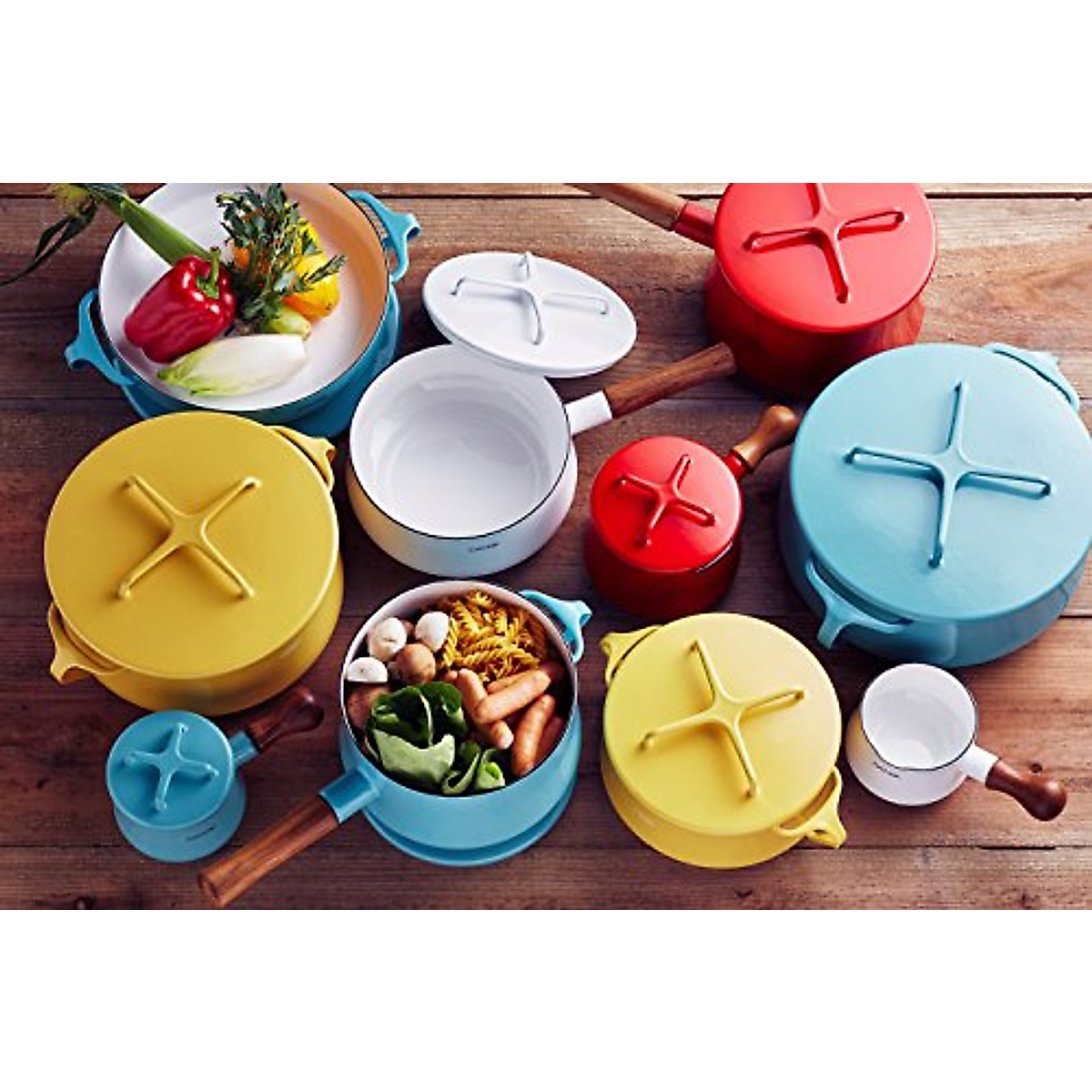 DANSK 833297 Koben Style Double Handed Pot, 7.1 inches (18 cm), 2.2 L., Induction Compatible, Turquoise/Teal, Oven Safe, Enameled