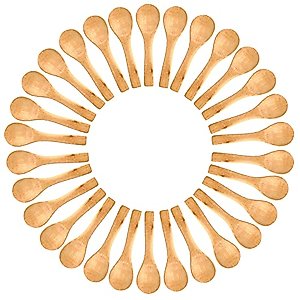 Small Wooden Spoons 50 PCS Mini Wooden Spoons for Body Scrubs/Sugar Scrubs/Spices/Ice Cream/Bath Salts, 3.93inch Little Wooden Spoons