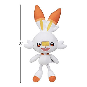 Pokémon 8" Scorbunny Plush - Sword and Shield Starter Figure - Authentic Soft Stuffed Animal Toy - Valentine's Day & Easter Basket Stuffer Gift for Kids, Boys, Girls - 2+
