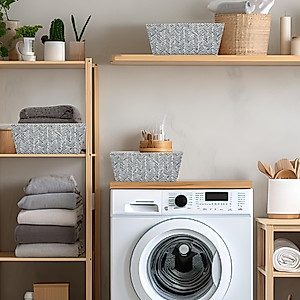 DECOMOMO Gift Basket Empty - Small Basket for All Occasions: Holiday, Baby Shower, Wedding, Anniversary | Perfect for Organizing Countertops, Drawers, and Toiletries (Set of 4 - Pattern Grey)