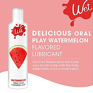 Wet Water-Based Flavored Lube for Men, Women & Couples, 3 Fl Oz (Juicy Watermelon) - Long-Lasting Premium Personal Lubricant Safe to Use with Latex Condoms - Gluten Free & Sugar Free