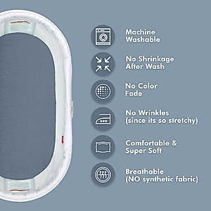 IDEAhome Jersey Knit Stretch Bassinet Fitted Sheet Set 30" x 16" x 2", for Cradles and Moses Baskets, Fits Most Mattresses and Pads for Baby Boys and Girls - Soft, Comfortable (2 Pack, Denim)