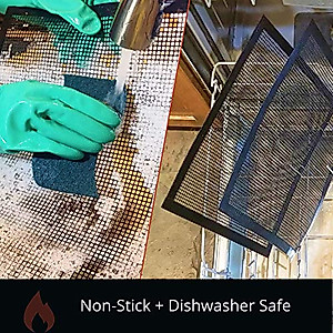 SIGVAL Mighty Mat - Reinforced Non-Stick Jerky Smoker Grill Mesh Mat - Set of 3 - Baking Mat, and BBQ Mat to Cook Fish, Vegetables, Meats on Smoker or Grill