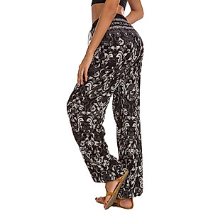 Urban CoCo Women's Floral Print Boho Pants Harem Pants Jogger Pants (#21, XL)