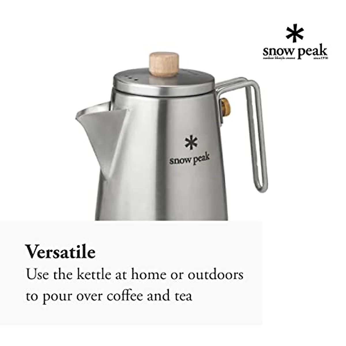 Snow Peak Field Barista Kettle - Stainless Steel Kettle for Camping, Backpacking & At-Home Use - Lightweight Kitchen Camping Essentials - Durable Kettle for Tea & Coffee
