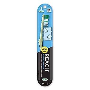 REACH Advanced Design Toothbrush with Soft BRISTLES and Toothbrush Cap, 1 Count