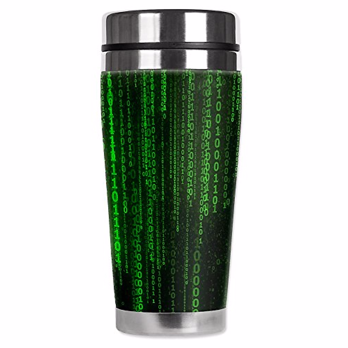 Mugzie 20 Ounce MAX Stainless Steel Travel Mug with Wetsuit Cover - Matrix Style Coding