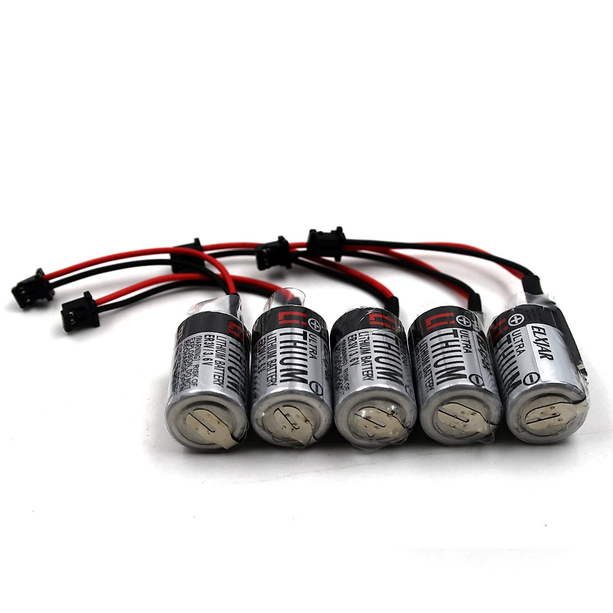 (5-Pack) 3.6V 1200mAh PLC Lithium Battery Compatible with Toshiba ER3V JZSP-BA01 R88A-BAT02W(2 Pin Black Connector)