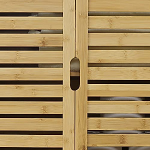 VEIKOUS Bamboo Over The Toilet Storage Cabinet, Bathroom Space Saver, Over The Toilet Rack with Adjustable Shelf, Natural Color