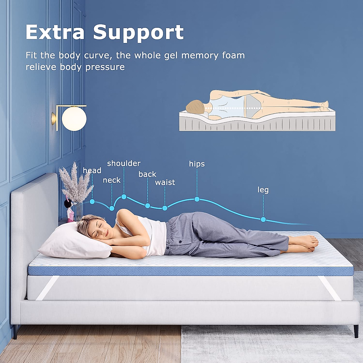 Maxzzz 2 Inch Memory Foam Mattress Topper Twin, Soft Cooling Bed Mattress Topper with Remover Soft Cover, High Density Mattress Pad, Certipur-Us & Oeko-Tex Certified