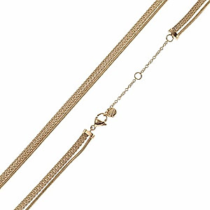 Skagen Women's Kariana Gold Tone Pendant Necklace With Crystal Accents, Gold Layered Chain
