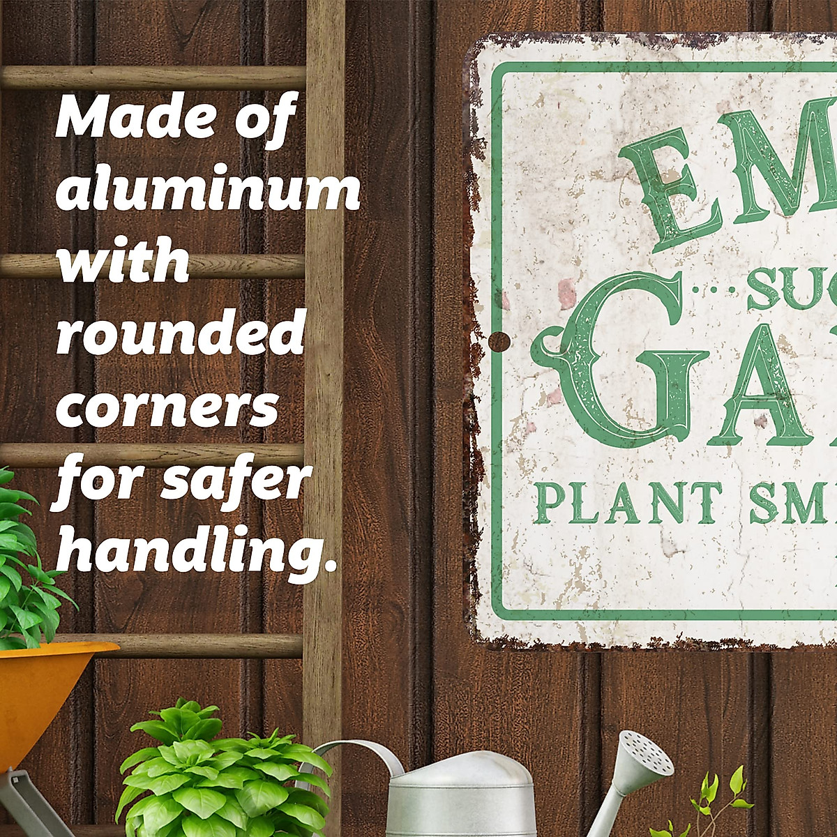 Personalized Vintage Distressed Look Succulent Garden Metal Room Sign (8x12 Inches)