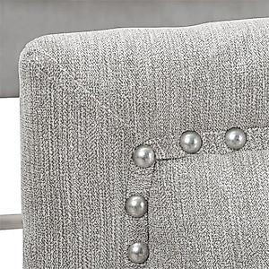 Jennifer Taylor Home Marcella Upholstered Shelter Headboard Bed Set, King, Silver Grey Polyester