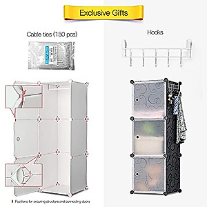 GEORGE&DANIS Portable Closet Wardrobe Cube Storage Cube Organizer Cube Shelf Armoire Bedroom Dresser (28x18x56 inches) 2x4 Tiers, Black