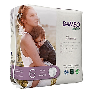 Bambo Nature Premium Eco-friendly Baby Diapers, Size 6 (35+ Lbs), 144 Count (6 Packs Of 24)