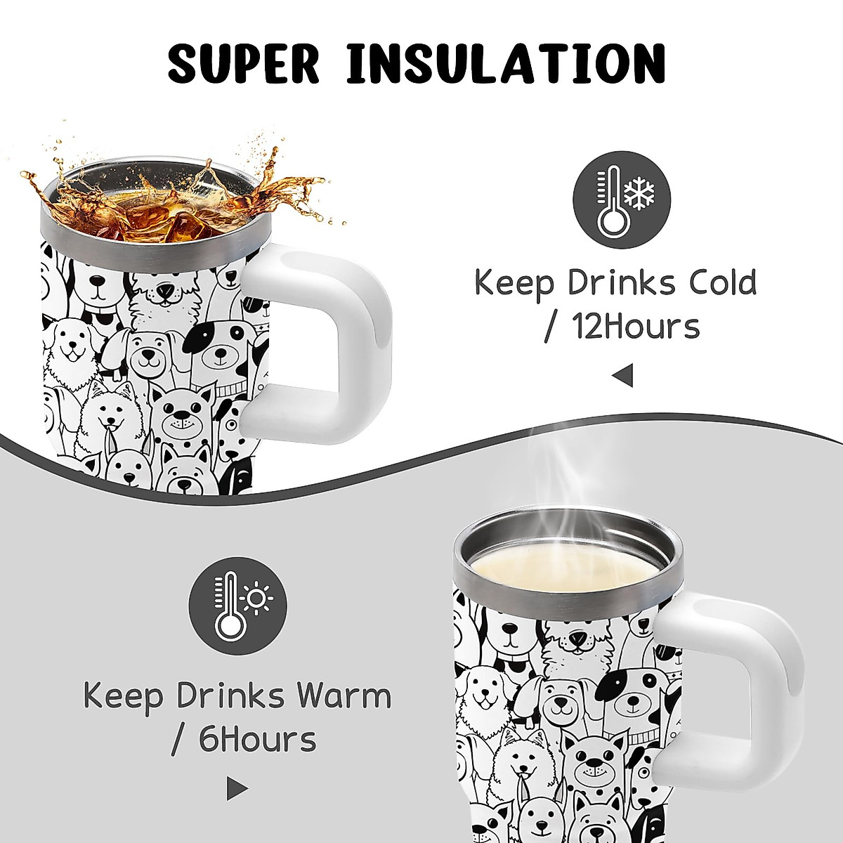 Funny Dog Gifts for Kids, Its Fine Dog Tumbler with Handle and Straw for Kids 14 oz, Black Dog Gifts for Toddlers, Birthday Gifts for Dog Lover Boys Girls, Everything Is Fine Dog Mug