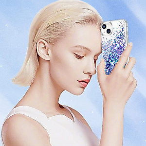 Caka Case Compatible for iPhone 13 Mini Glitter Phone Case Girly Women Bling Sparkle Flowing Floating Quicksand Waterfall Clear Soft TPU Case Cover for iPhone 13 Mini (5.4 inches) (Blue Purple)