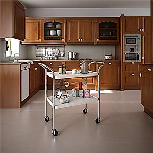 COSCO Stylaire 2 Tier Serving Cart, White & Silver