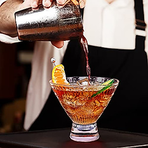 DI QIU REN Stemless Martini Glasses Set of 6, Vintage Martini Glasses Cocktail Glasses (7.8oz) Bar Glasses Juice Glasses, Cocktail Party Home Bar Gift