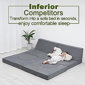 Buytime Kids Couch, Modular Floor Couch with Ottomans, Cozy Toddler Play Sofa Bed with Soft Foam, Playroom and Bedroom Furniture for All Ages, Large