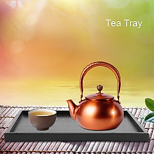 BALITY Rectangular Wood Tray, Decorative Solid Wood Serving Trays Platter Breakfast Tray Ottoman Tray Black Fast Food Tray for Cafe, Teahouse, Restaurant, Hotel(36 X 27cm)