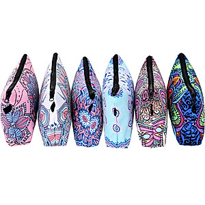 Chuangdi 6 Pieces Makeup Bag Toiletry Pouch Waterproof Cosmetic Bag with Zipper Travel Packing Pouch 8.7 x 5.3 Inch Small Cosmetic Organizer Accessory for Women and Men(Multicolor Style)