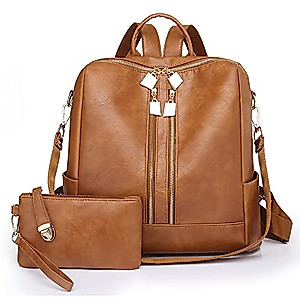 New 2023 2 Piece Set Leather Shoulder Backpack for Women Travel Bags Multipurpose Design Backpack Clutches Handbags
