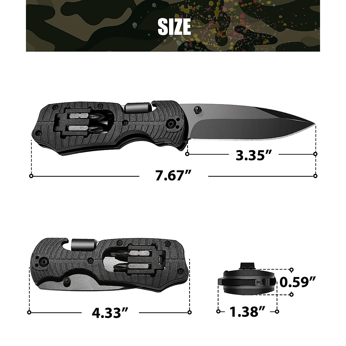 GODCRAE Gifts for Men Dad, Pocket Multitool Knife with 1/4-Inch Hex Drive, 2 Flathead Bits 2 Crosshead Bits Whetstone Unique Gifts for Christma Birthday Valentines Day Fathers Day