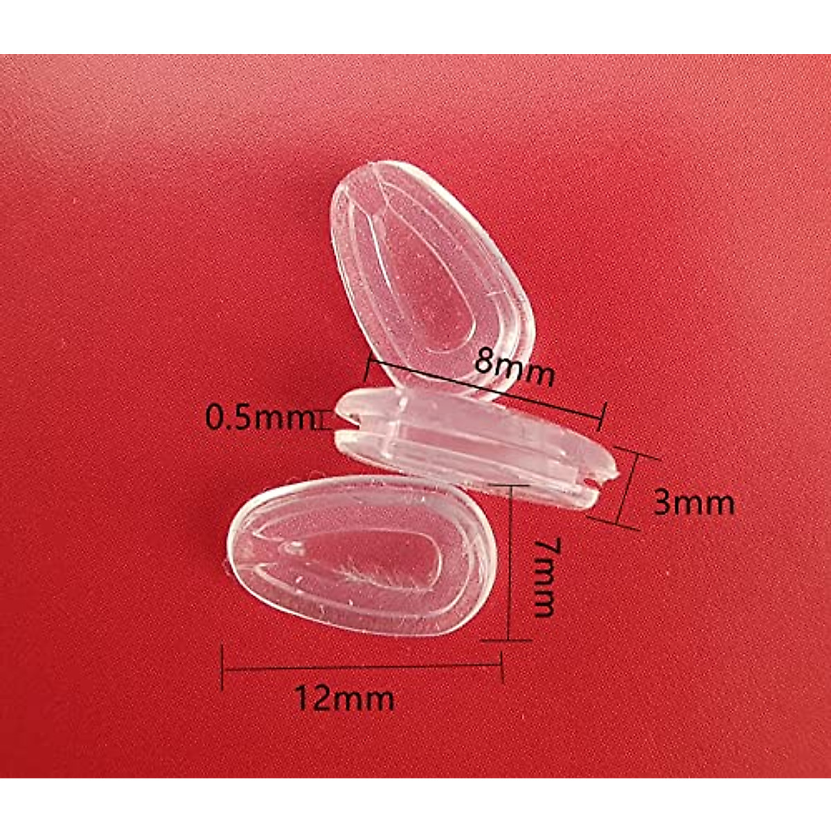 NicelyFit Clear Nose Pads for Oakley Eyeglass Frames OX3122 OX5126 OX5115 OX5118 OO9174 Tincan OO4082 OO6017 Tinfoil OO6018, Tailpin OO4086 Caveat OO4054 Feedback OO4079 Holbrook Metal Tailback, 12mm x 7mm