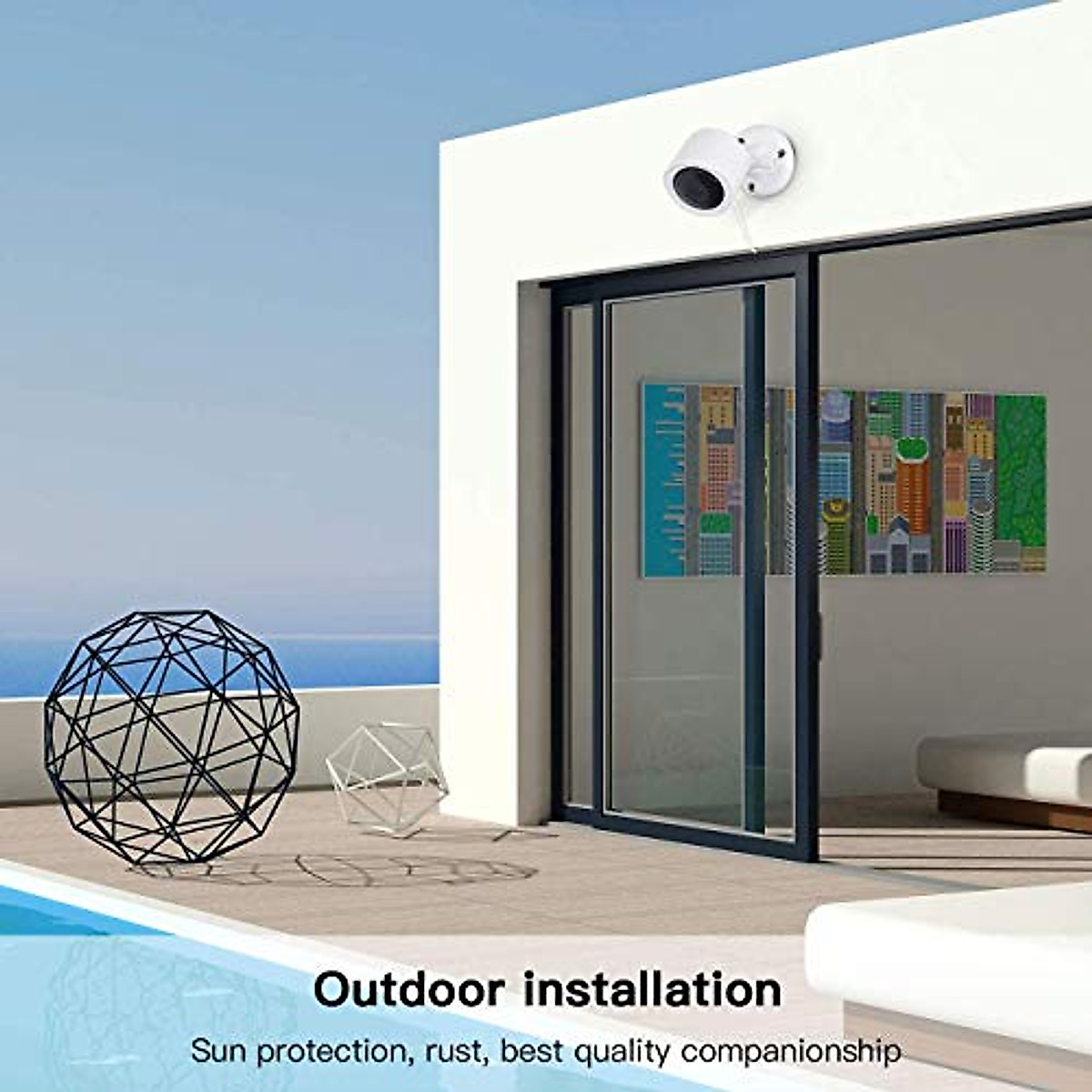 Wall Mount + Weatherproof Case for YI Home Camera - by Koroao - Indoor/Outdoor Security Bracket More Stable and Flexible (1-Pack, White)