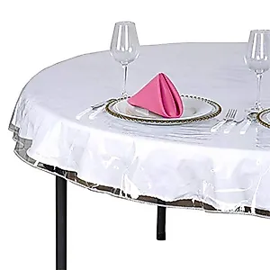 SOFINNI Clear Plastic Tablecloth Protector, Round Table Cloth Vinyl (70" Round)