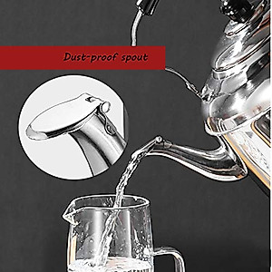 Tea Kettle Stovetop Stainless Steel 304, Tea Kettle with Heat-Resistant Handle, for Gas Induction Electric Stovetops (Color : 304 Stainless Steel, Size : 5L)