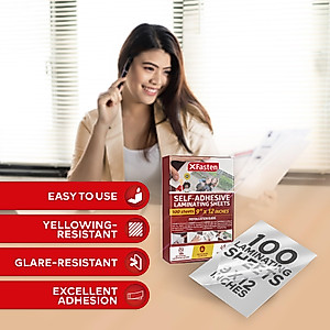 XFasten Self-Adhesive Laminating Sheets, 9 x 12 Inches (50-Pack), 4.76 Thickness