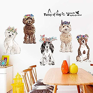 Fancy of Dog Large Size Wall Stickers Wall Decor for Bedroom Living Room Removable Vinyl Art Mural Decals for Girls Boys Kids