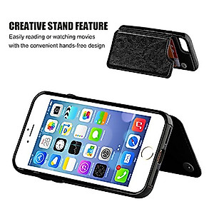 ONETOP for iPhone SE(2022) iPhone SE(2020) iPhone 7/8 Wallet Case with Card Holder, Premium PU Leather Kickstand Card Slots, Double Magnetic Clasp and Durable Shockproof Cover 4.7 Inch(Black)