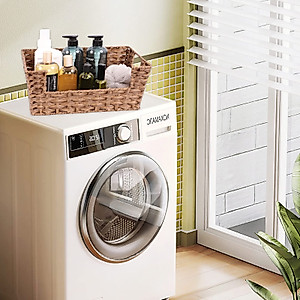 ROSOS Wicker Storage Basket 2 Pack, Large Wicker Baskets for Storage 15", Waterproof Plastic Wicker Baskets for Organizing, Open-Front Storage Baskets for Shelves