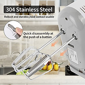 Electric Hand Mixer - Electric Baking Tools Includes 4 Stainless Attachments, 1 Egg White Separator - Chillcook Baking Mixer for Bread, Cake, Meringue - 300W Copper Motor 5-Speed Control