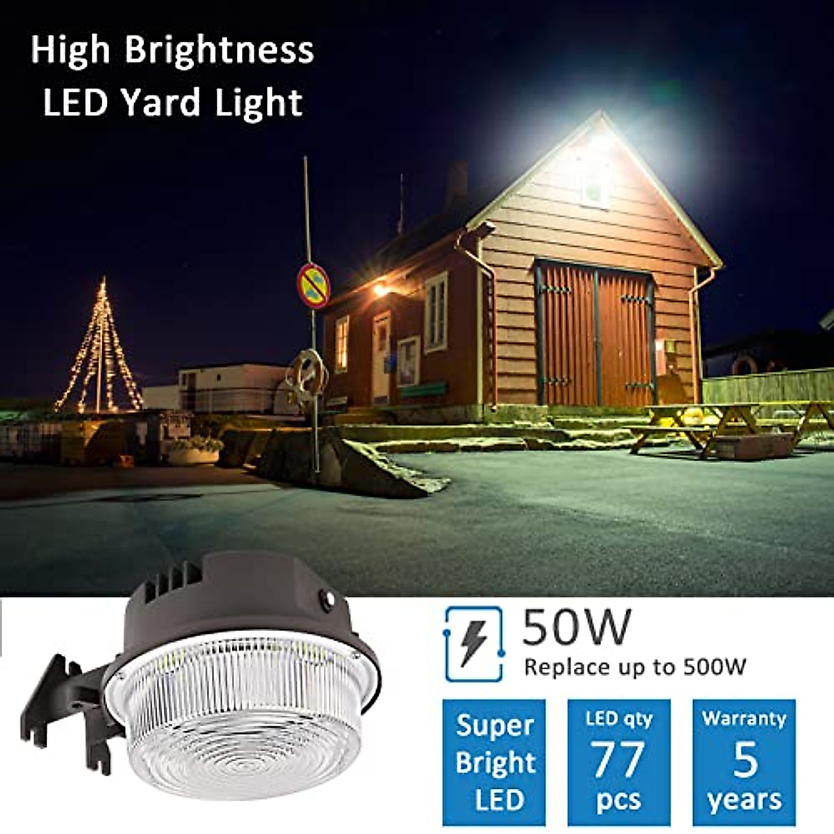 SZGMJIA LED Barn Light 50W, Dusk to Dawn Outdoor Yard Lighting with Photocell, Ultra Brightness 5000K Daylight 7500lm, 500W MH/HPS Replacement, IP65 Waterproof for Security/Farmhouse/Area Light