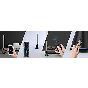 Geek Aire Fan, Oscillating Tower Bladeless Fan Works with Alexa and Google, Air Circulator Cooling Floor Pedestal Fan with 9 Speeds 8h Timer, Quiet Stand Fan with App and Remote Control for Whole Room