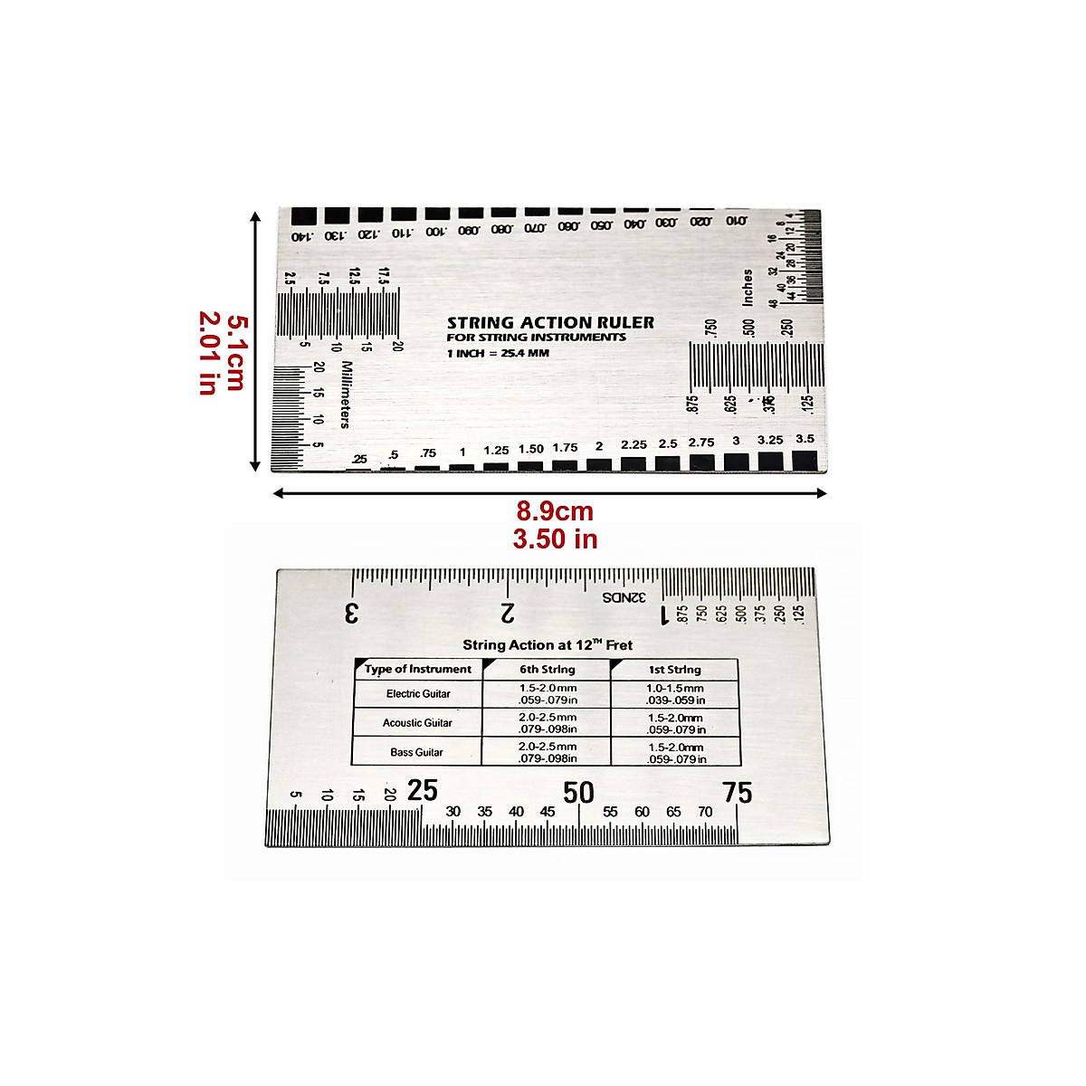 Holmer Guitar Luthier Tools with 15 Blades Feeler Gauge Metric, String Action Gauge Ruler, Fingerboard Fretboard Radius Gauge Measuring Tool, 2 Fingerboard Guard Protectors. (Chrome)