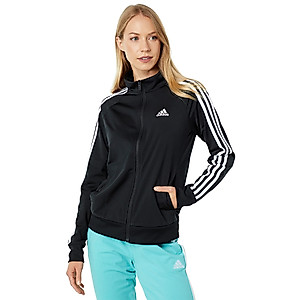 adidas Women's Essentials Warm-Up Slim 3-Stripes Track Top, Black, Small