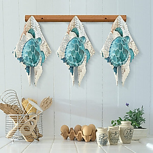 Sea Turtle Starfish Ocean Dish Towel Cleaning Cloth Retro World Map Kitchen Bath Hand Towels 11x11 IN Super Absorbent Lint Free Tea Bar Car Soft Towel Kitchen Accessories Set of 6