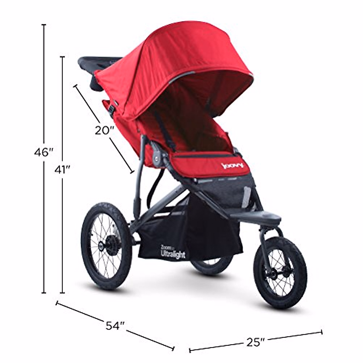 Joovy Zoom 360 Ultralight Jogging Stroller, Large Canopy, Lightweight Jogger, Extra Large Air Filled Tires, Charcoal