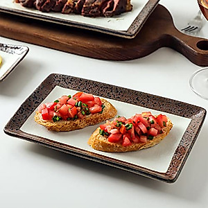 Stone Lain Lucy Porcelain 3-Piece Rectangle Serving Plate Set, Beige