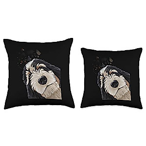 Bernedoodle Gifts Funny Curious Dog Bernedoodle Throw Pillow, 18x18, Multicolor